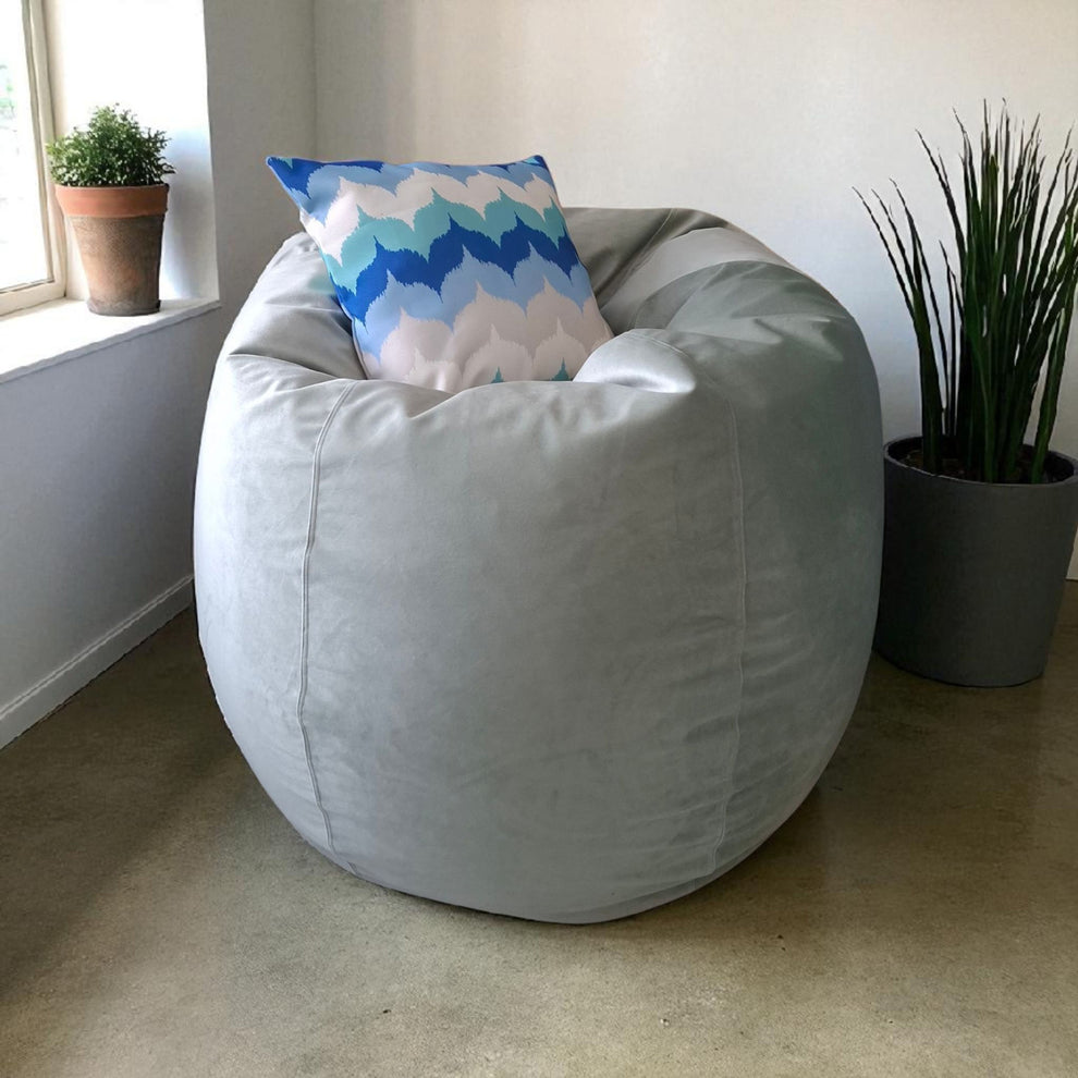 MIST round compact bean bag chair in velvet - mint green/grey green ...